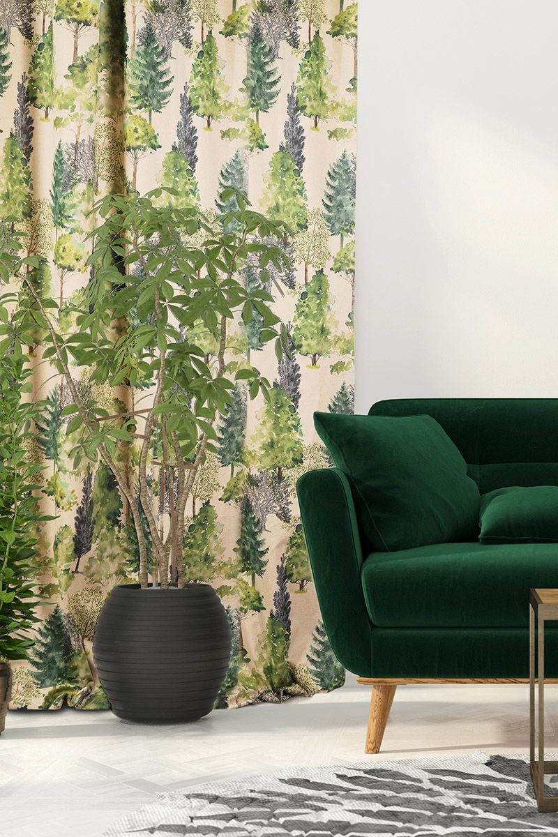 METSÄN PUUT vihreä - Eurokangas