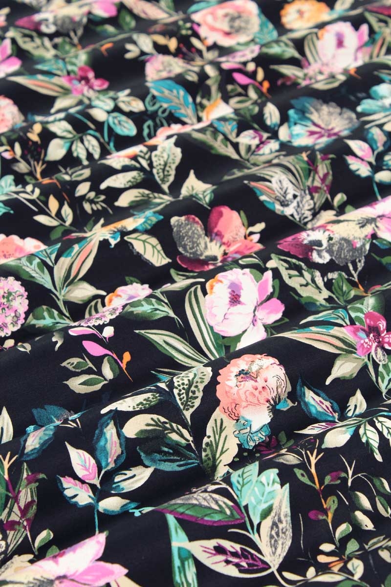 FLOWER ART musta - Eurokangas