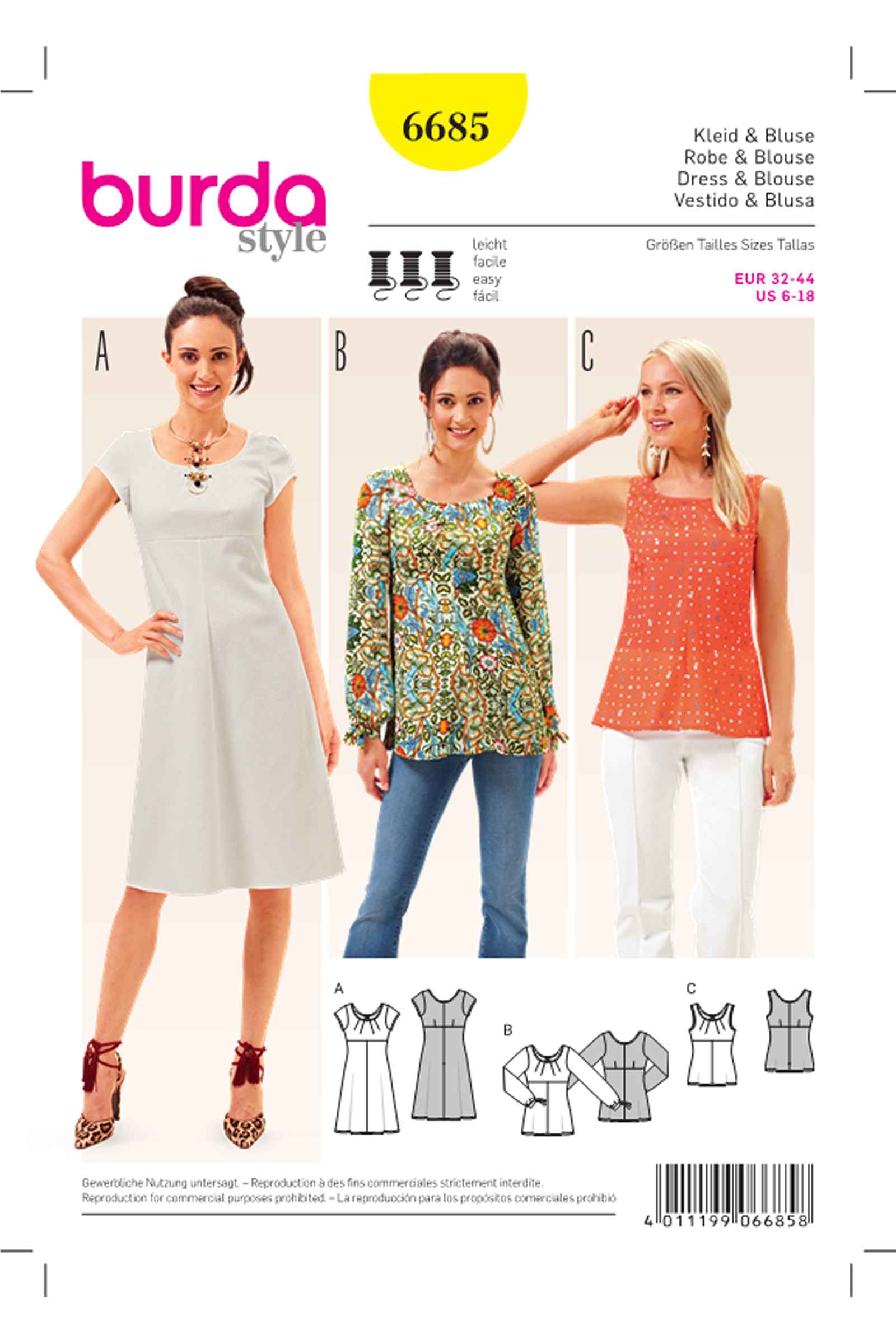 BURDA-6685 C keltainen - Eurokangas