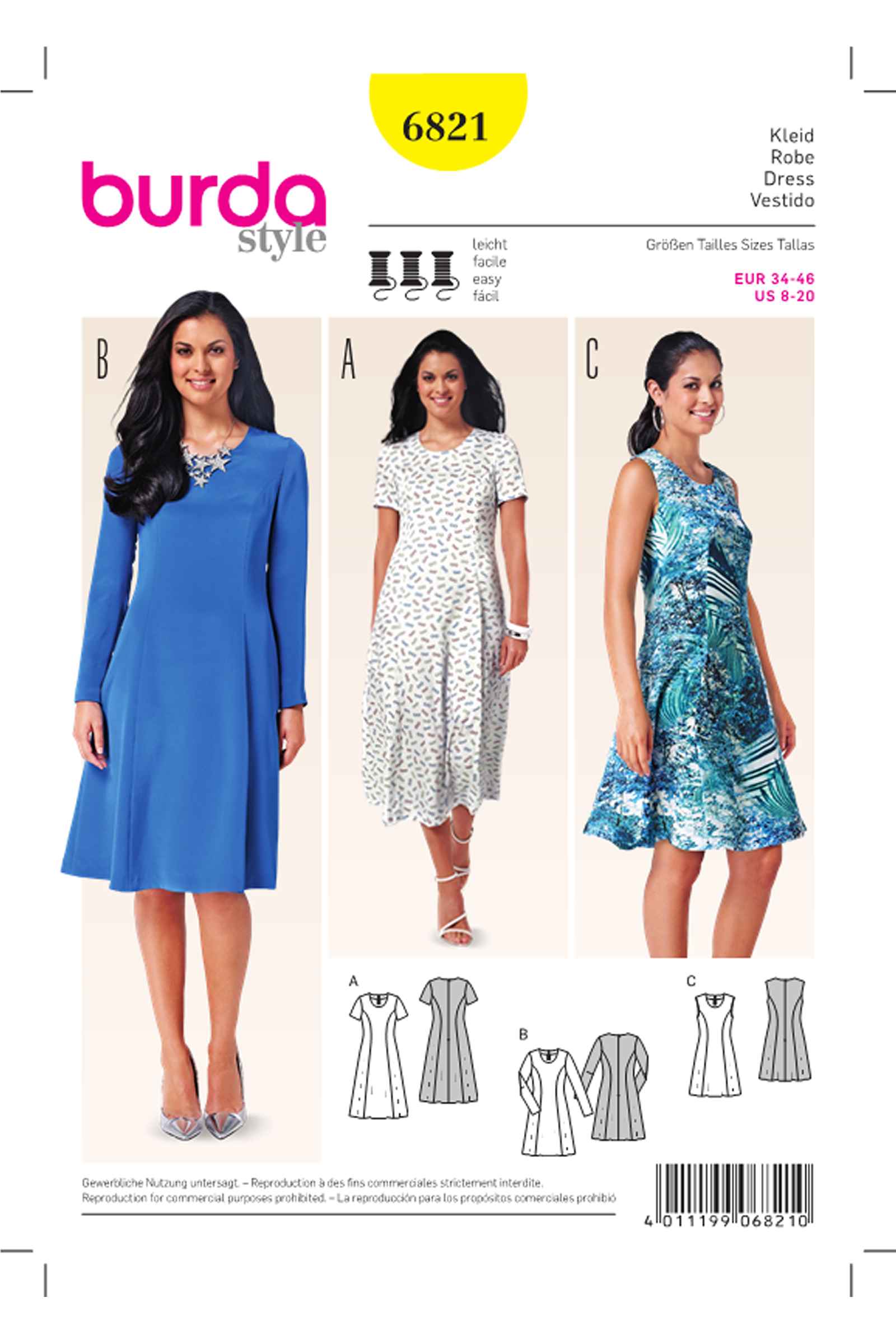 BURDA-6821 C keltainen - Eurokangas