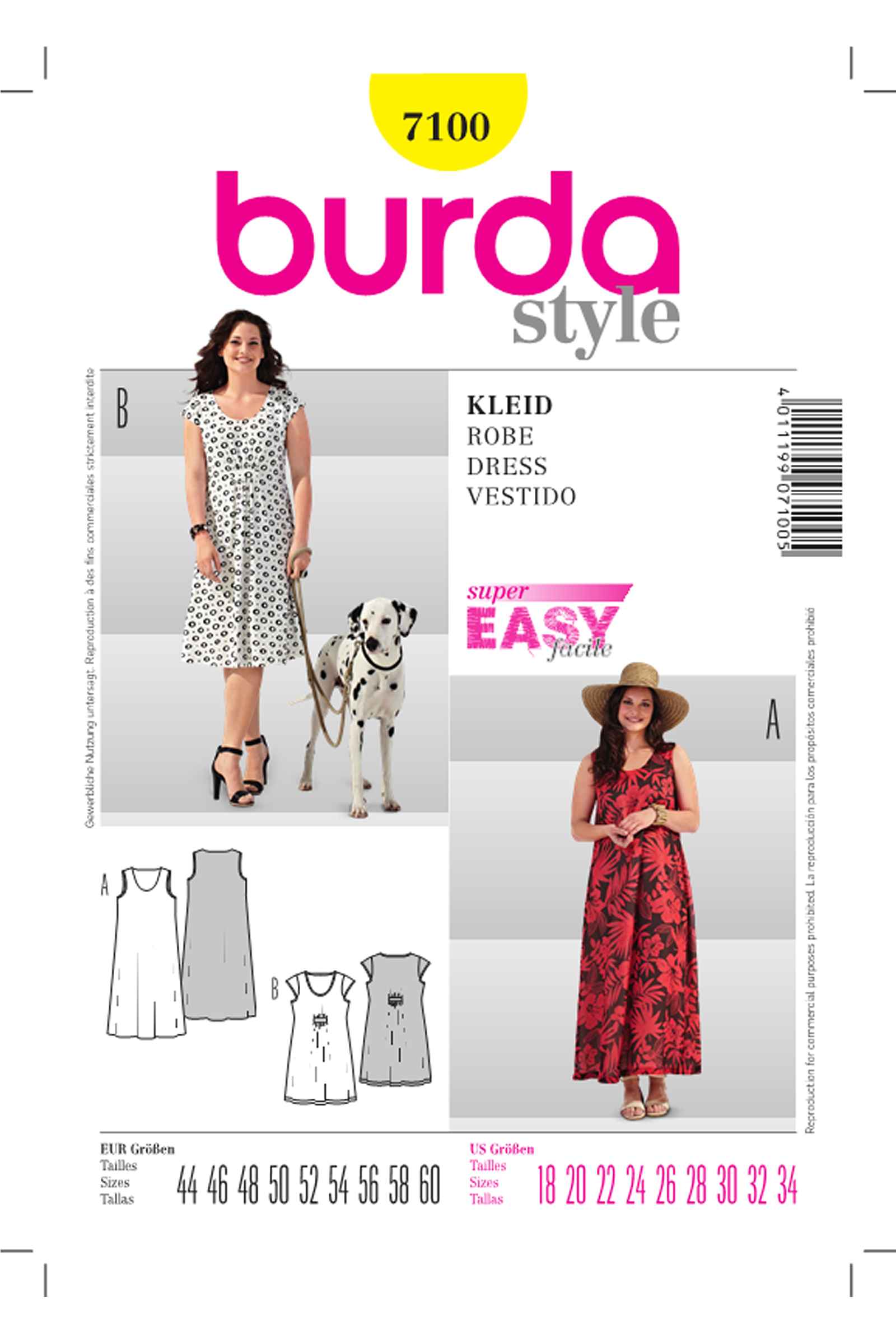 BURDA-7100 C keltainen - Eurokangas