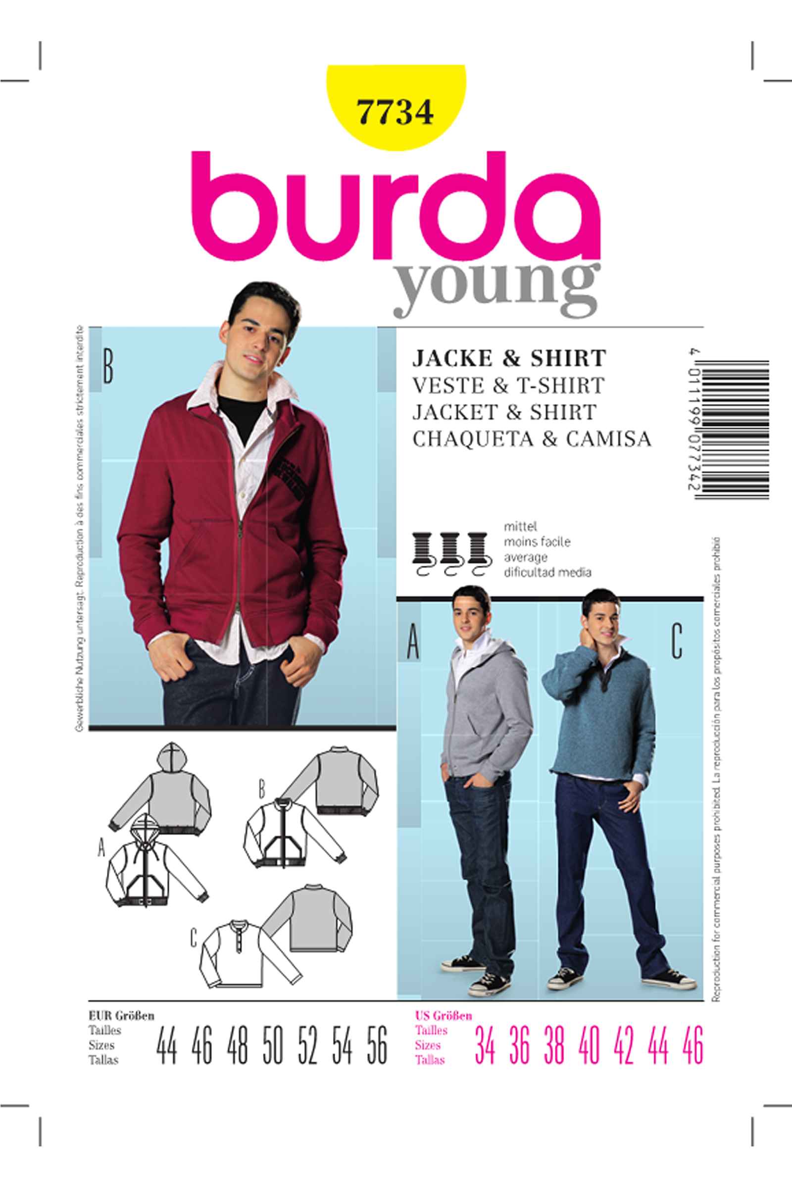 BURDA-7734 C keltainen - Eurokangas