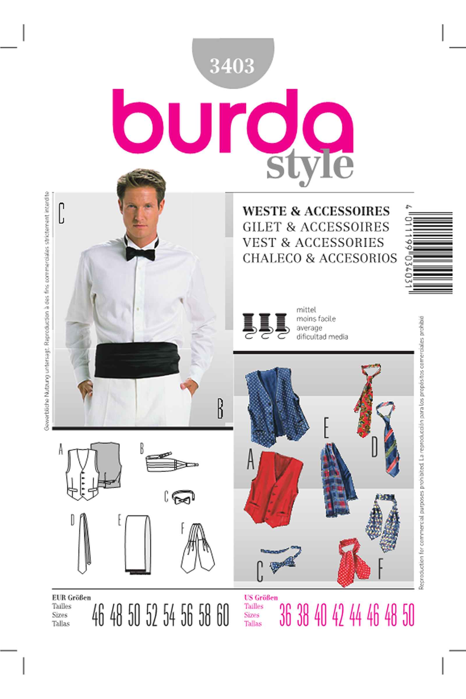 BURDA-3403 harmaa - Eurokangas