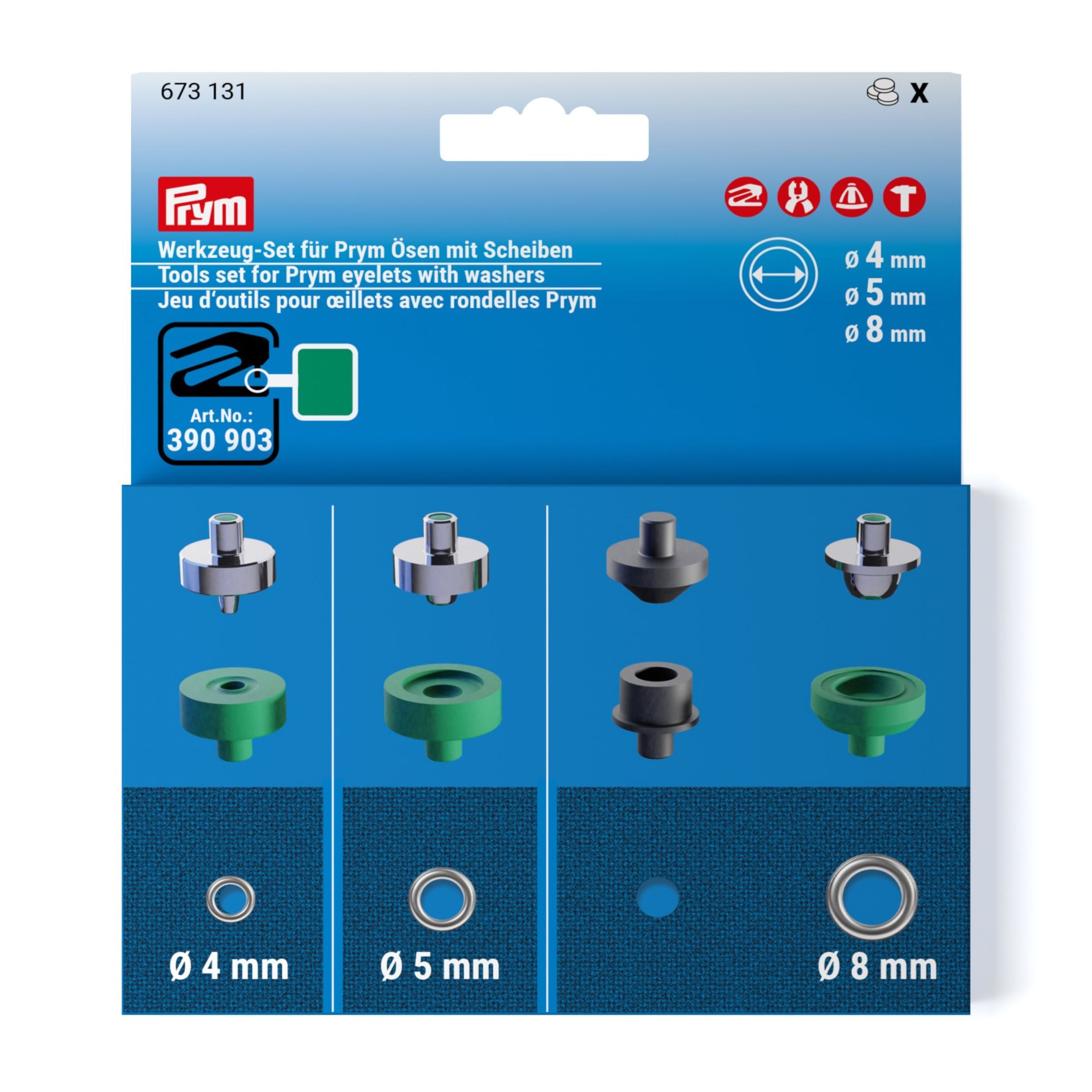 Prym - VARIO CT KIINNITYSTYÖKALU 4+5+8mm vihreä - Eurokangas